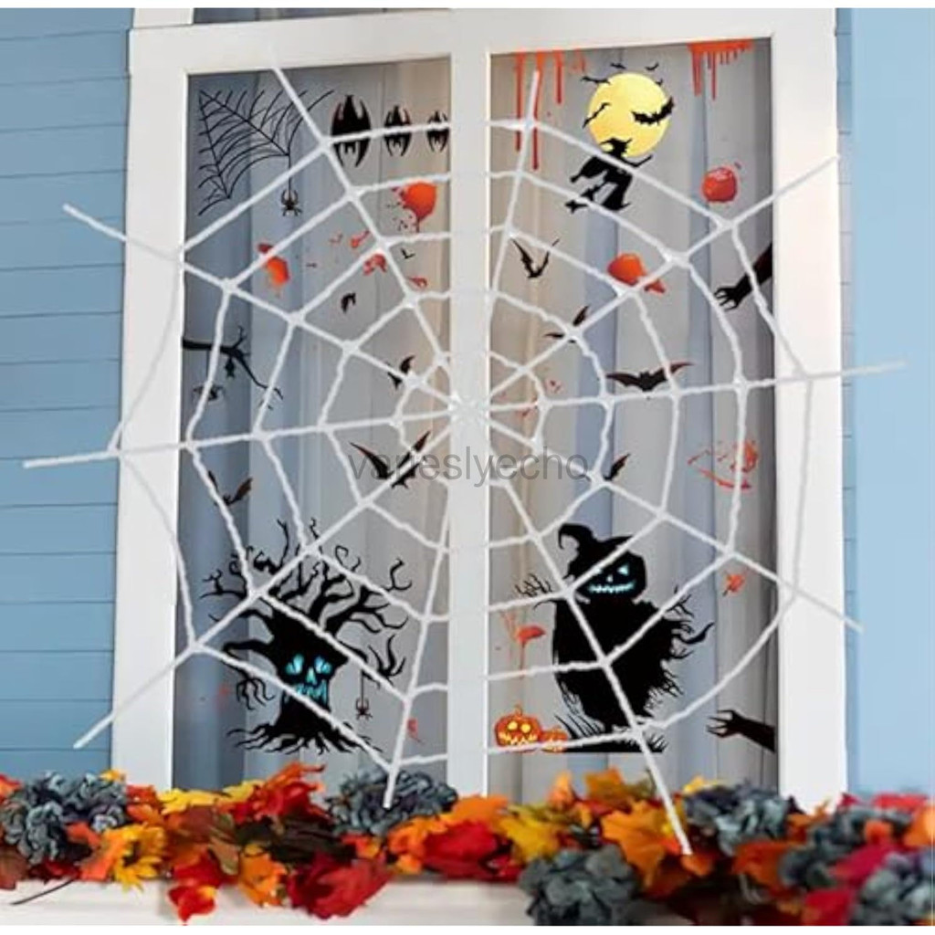 Super Large 16 inch Black/White Spiderweb Spider Webs Halloween ...