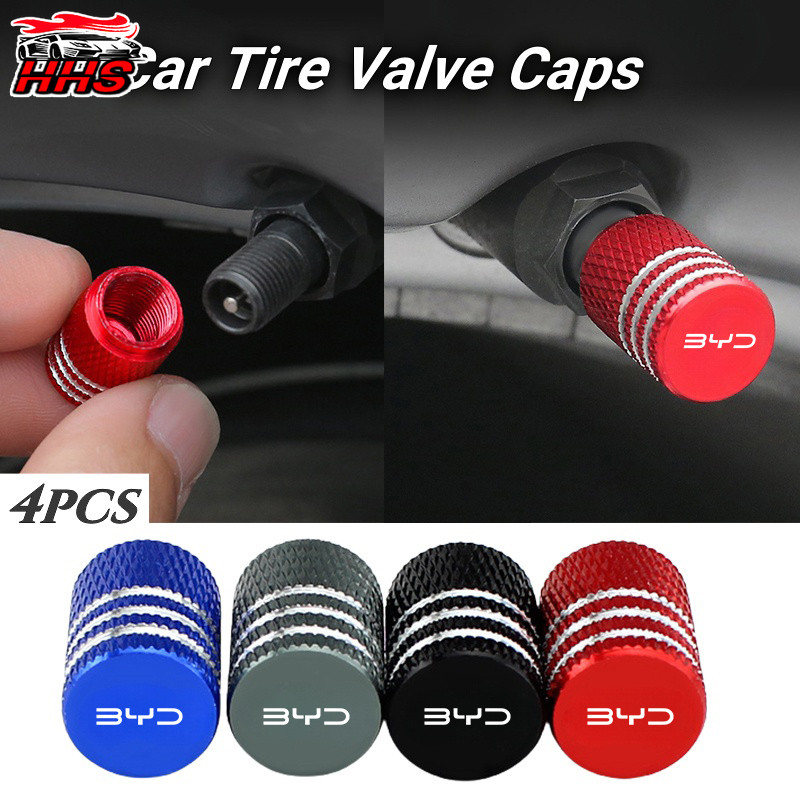 4Pcs BYD Car Tire Valve Caps Laser Printed Car Logo Automotive Bicycle ...