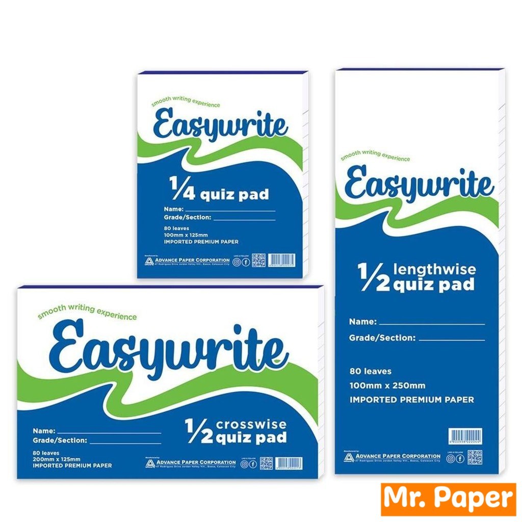 Easywrite Quiz Pad 80lvs | Mr. Paper | Shopee Philippines