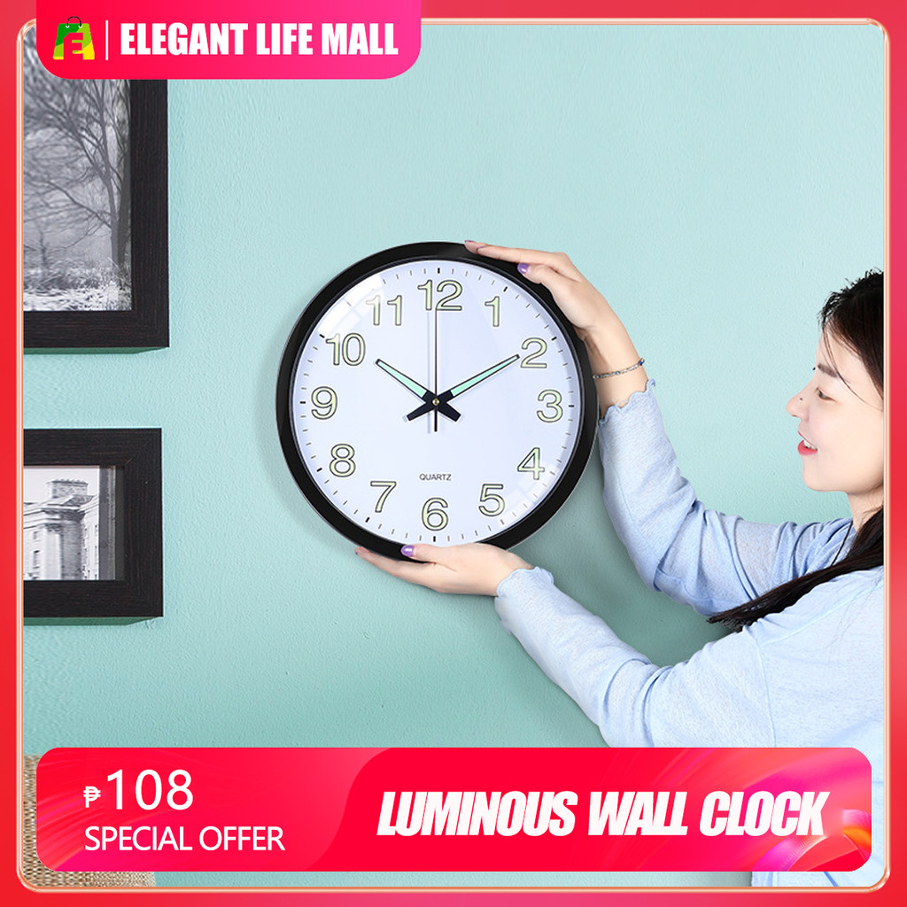 Modern Wall Clock 12 Inches Glow Large-sized Clock Home Decor Luminous ...