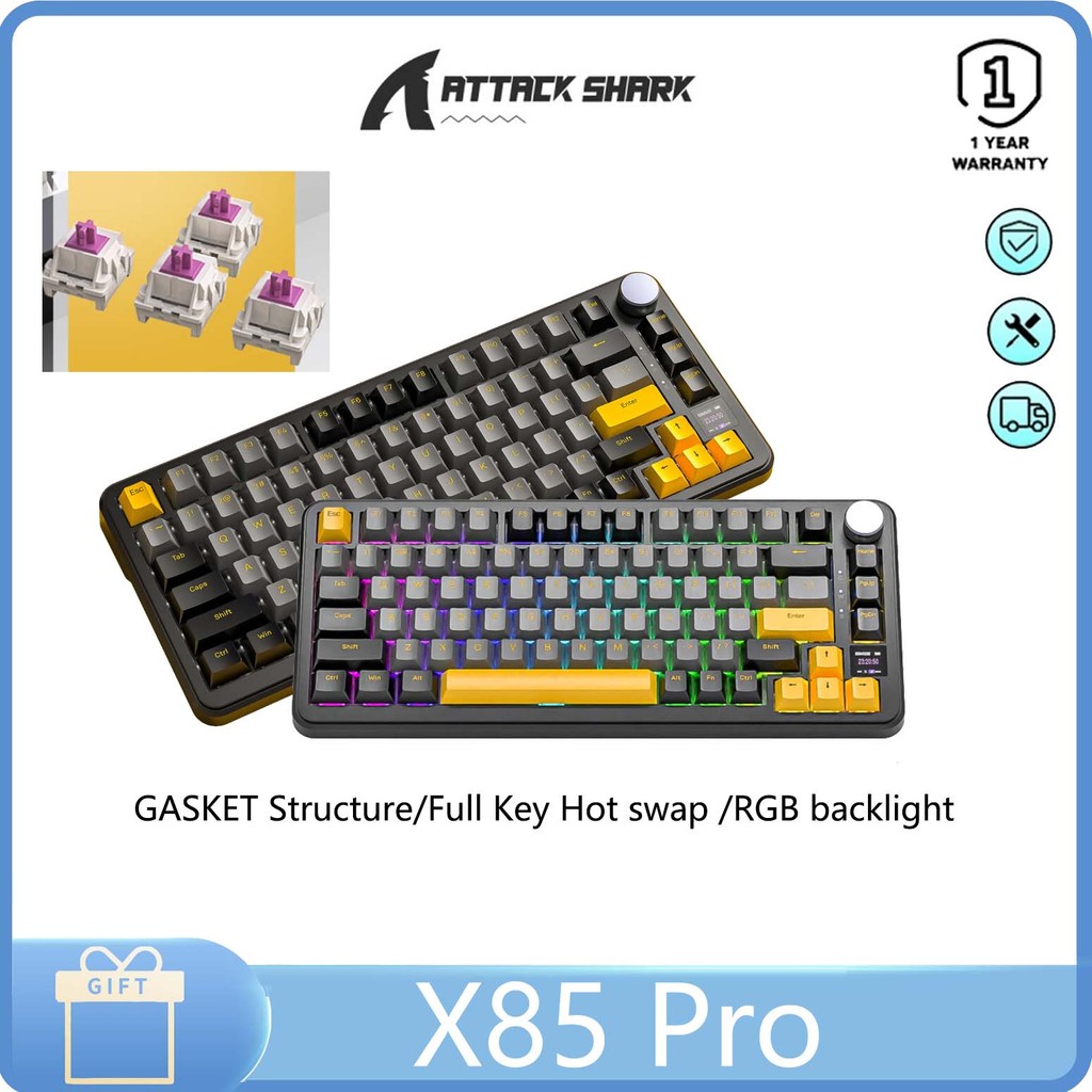 ATTACK SHARK X85 PRO Mechanical Keyboard Three-mode Wireless Bluetooth ...