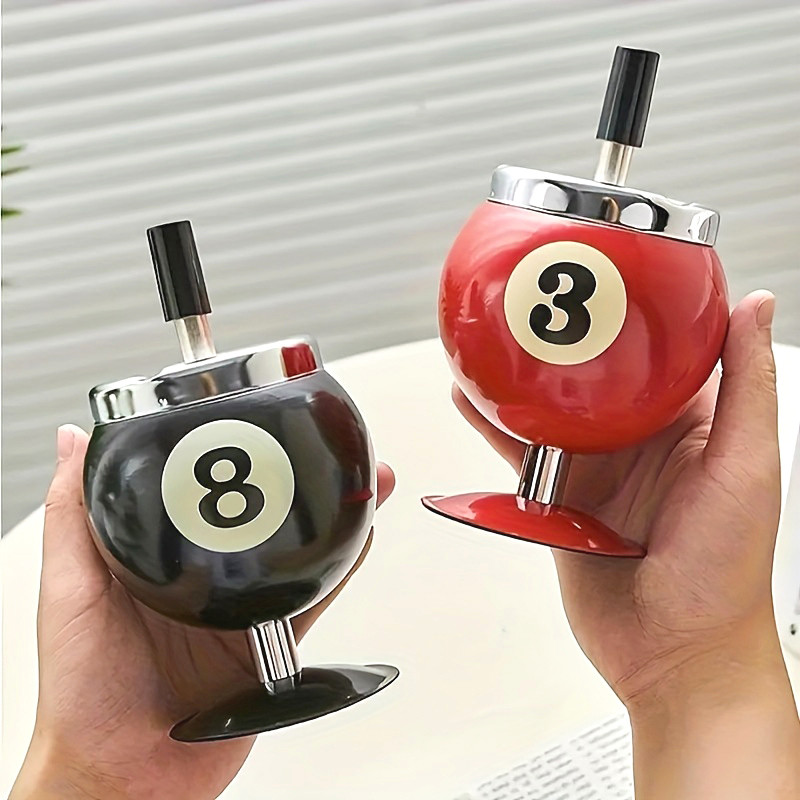 1pc Billiards Digital Ashtray Windproof Ashtray With Lid Rotary Press ...