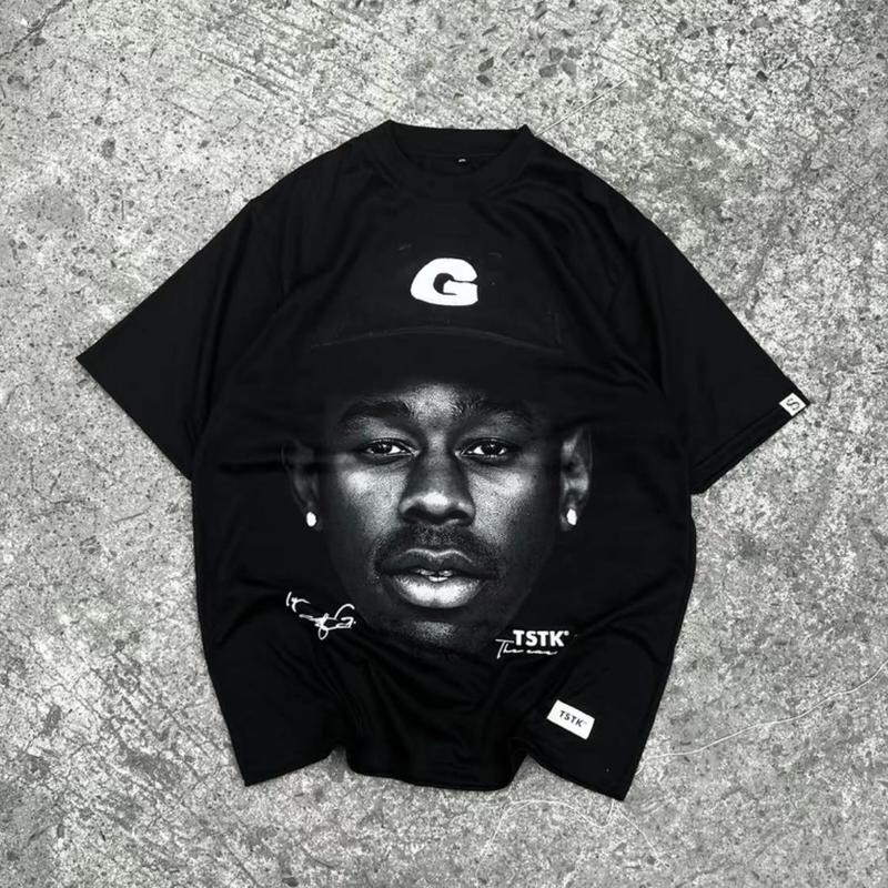 Tyler G "The Creator" black and white Tee cotton oversized Y2K retro ...