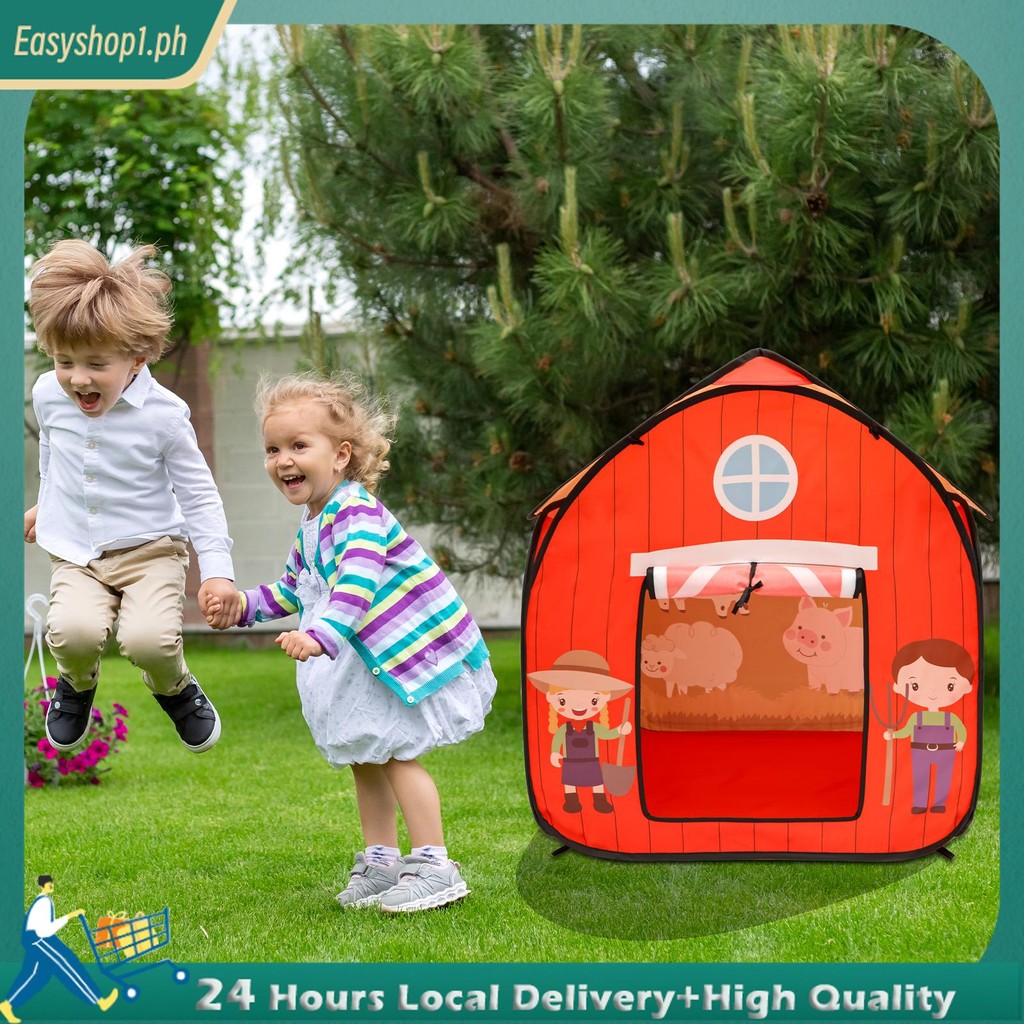 Kids Play Tent Pop Up Barn Play Tent No Installation Foldable Play Tent ...