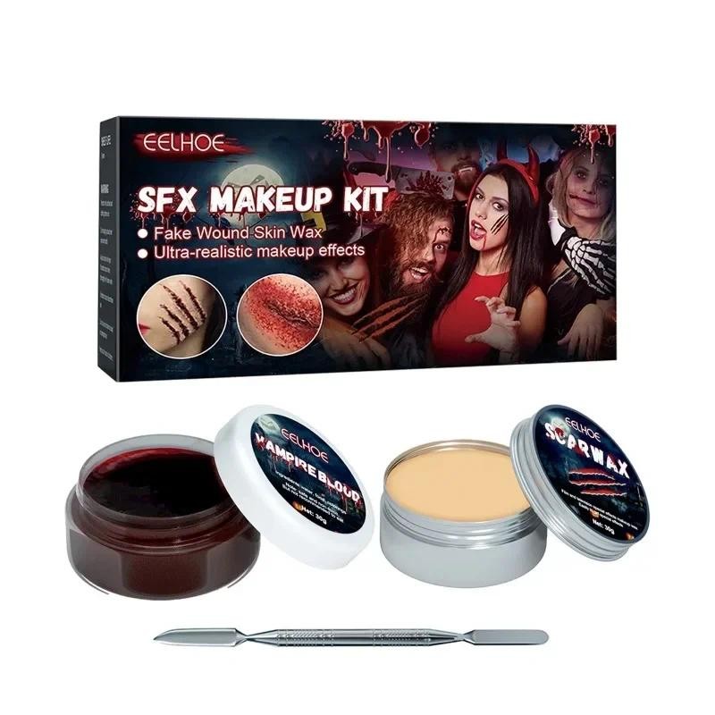 EELHOE SFX Makeup Kit Scars Wax Halloween Stage Fake Wound Skin Party ...