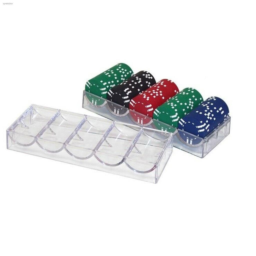 COD☆100 Chips Transparent Professional Acrylic Poker Chips Stand Tray ...