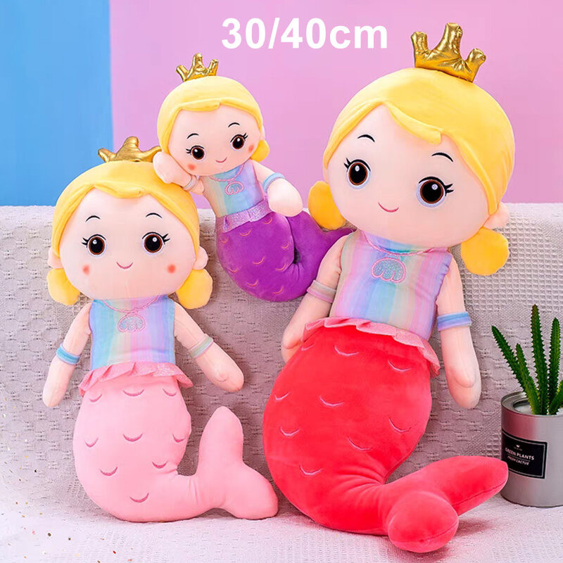 【COD】Mermaid Doll 30/40CM Crown Mermaid Fish Stuffed Toy For Kids Gifts ...