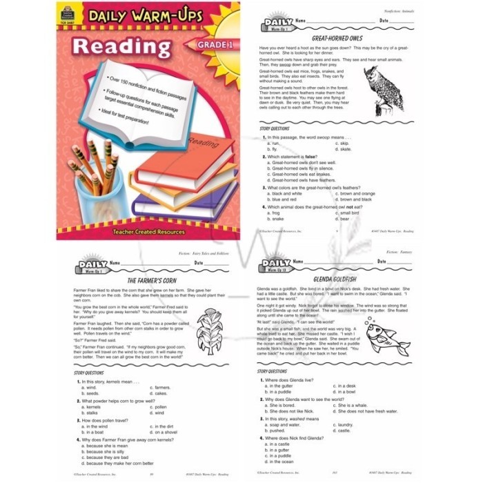 Daily Warm-Ups Reading Grade 1 2 3 4 5 6 7 8 - English Reading Book for ...