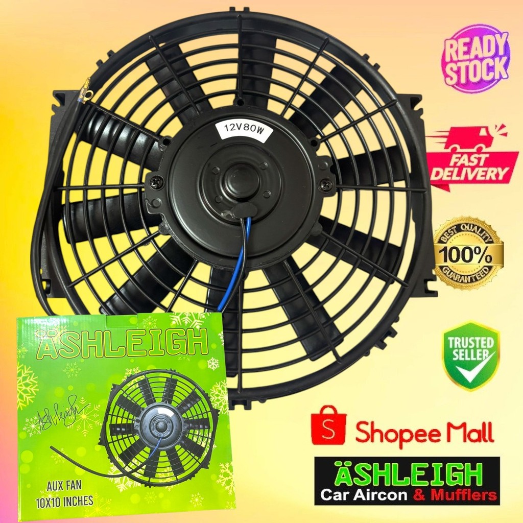 ASHLEIGH Aux Fan 10" Universal High Speed Heavy Duty Car Aircon ...