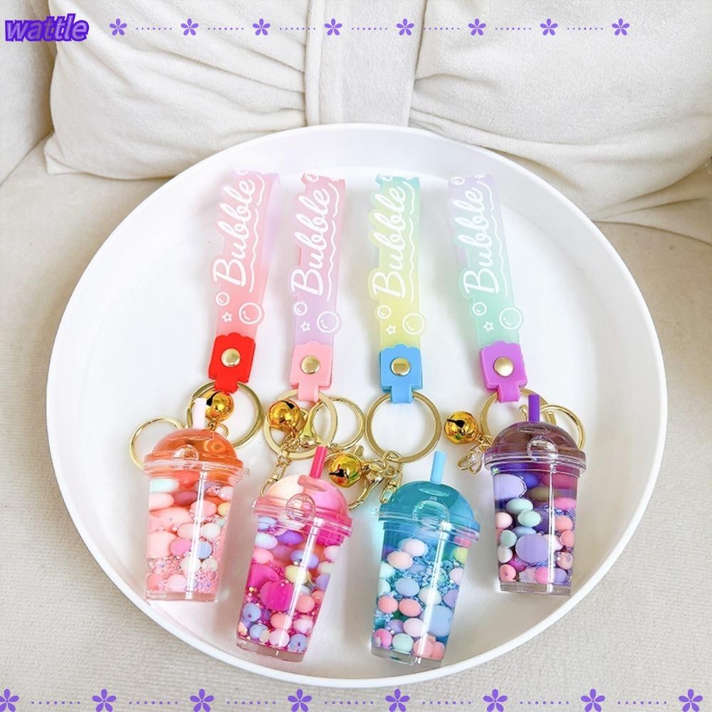 WATTLE Car Pendant, Acrylic Fluid Milk Tea Cup Keychain, Metal Bag ...