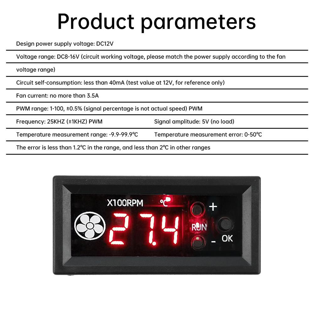 Pcbfun 4-wire PWM fan temperature speed controller 12V3A digital ...