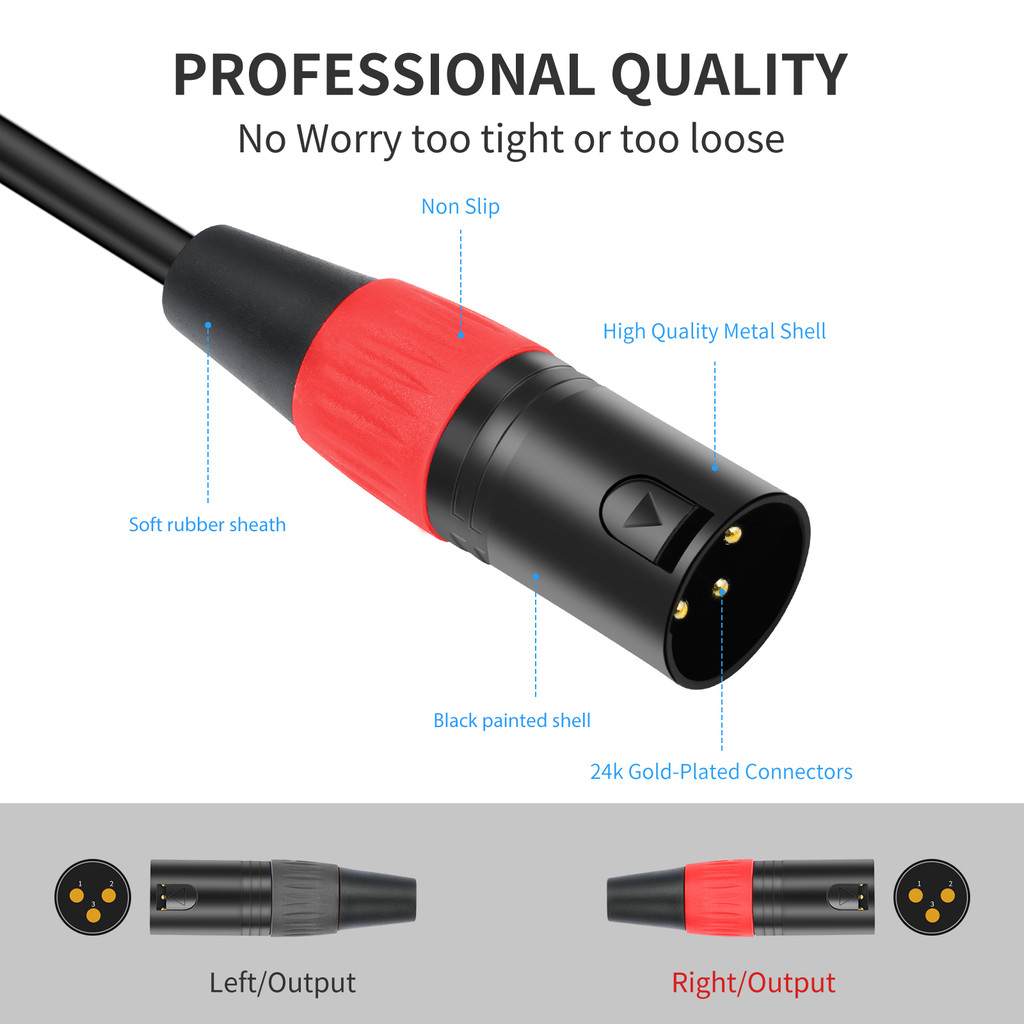 1/2/3M PC USB To Stereo Audio Cable Converter USB A To Dual XLR Male ...