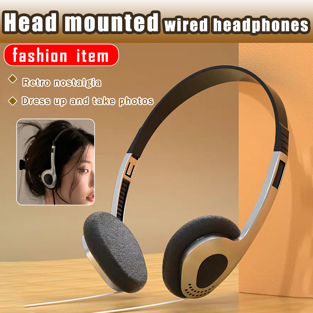 Retro 3.5Mm Wired Y2K Stereo Headphones Earphones With Mic Noise ...