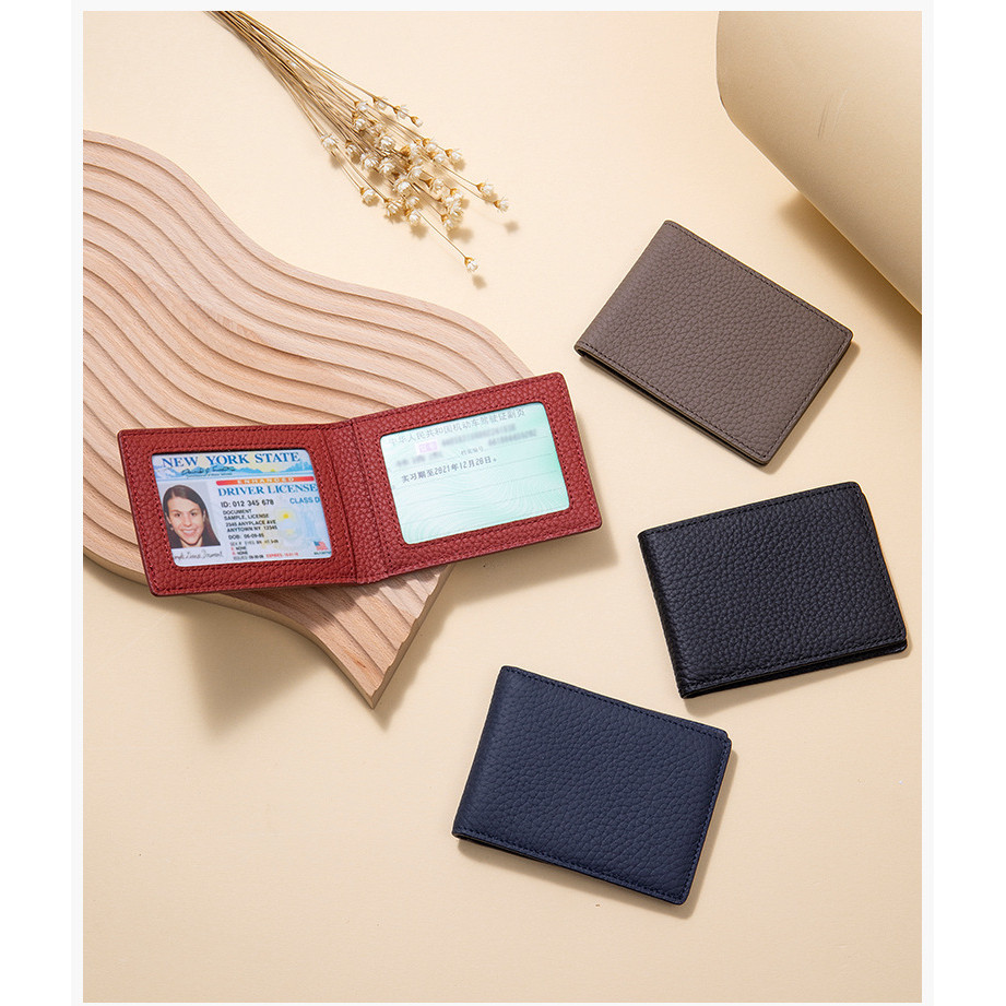 New top layer cowhide ID card holder ultra-thin leather creative driver ...