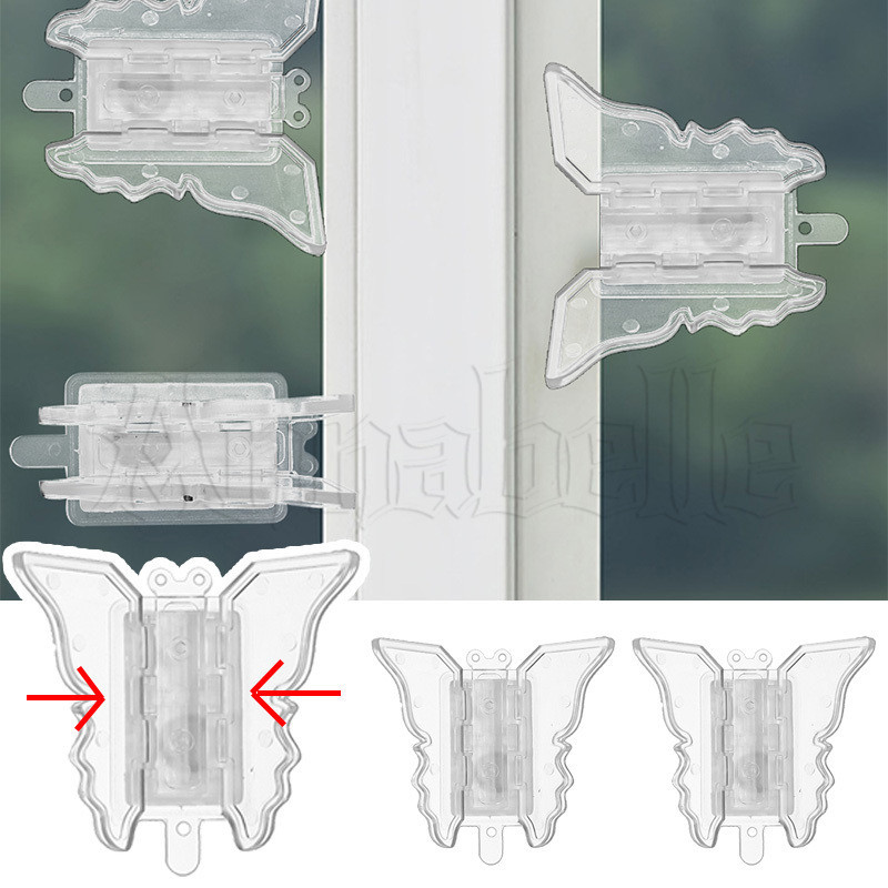 2Pcs Butterfly Window Lock Buckle - Screen Window Latch Limiter - Self ...