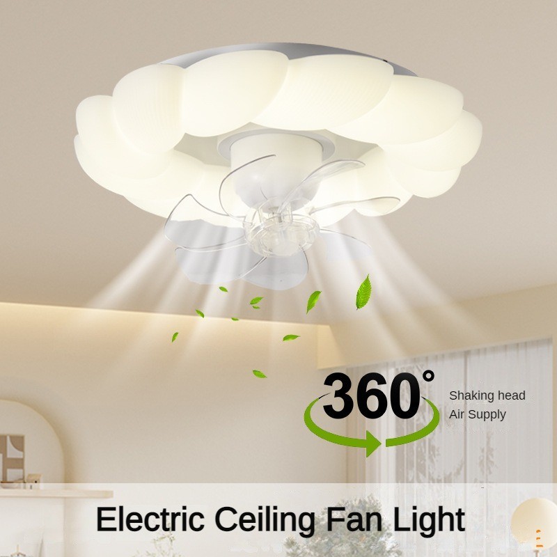 New Cream Style Bedroom 360 degree Shake Head Electric Fan Ceiling ...