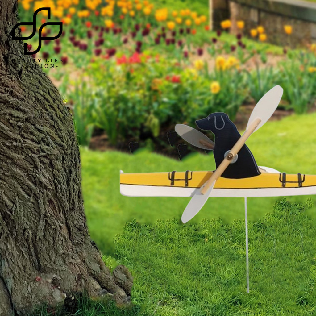 Lawn Wind Spinner Labrador Kayak Whirligig Labrador Dog Wooden Wind ...