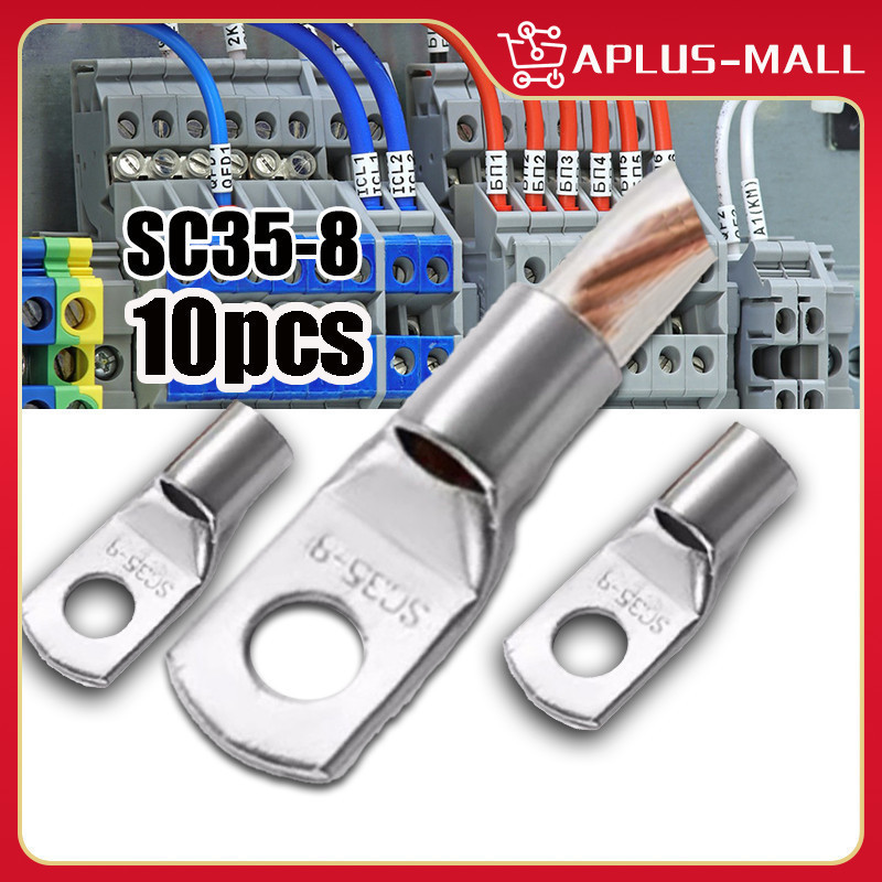 10Pcs SC35-8 Copper Lugs Ring SC Series Ring Connector Tinned Copper ...