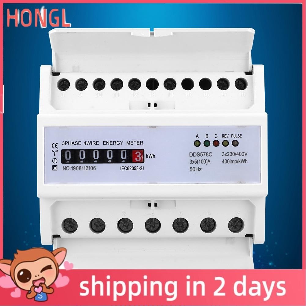 Honglai Electric Energy Counter 3 Phase 4 Wire 380V AC Meter DIN Rail ...