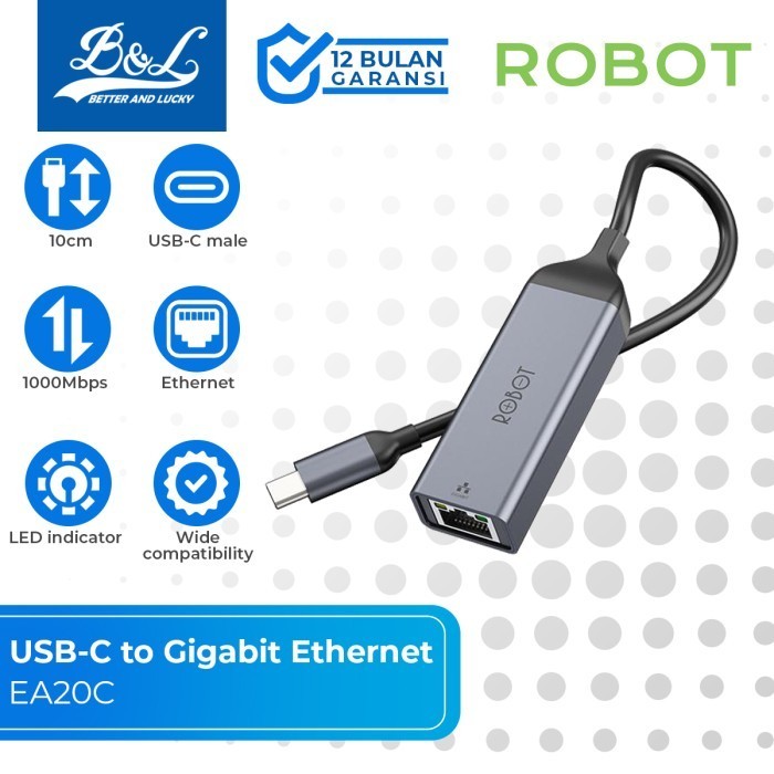 ROBOT EA20C USB-C to LAN Ethernet RJ45 Gigabit 1000Mbps Adapter ...