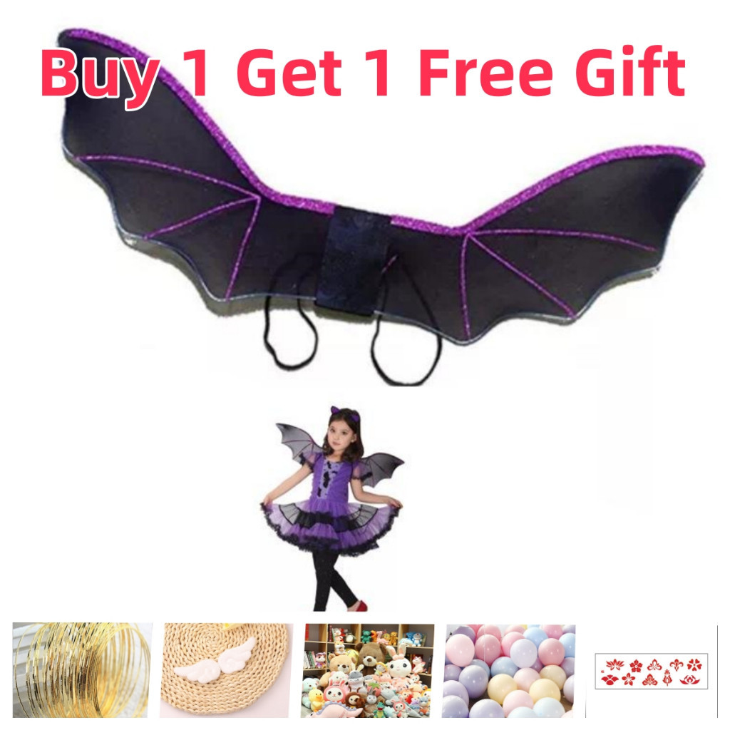 BlessU Hi-Kid Black Bat Wings Girls Costume Cosplay Halloween Bat ...