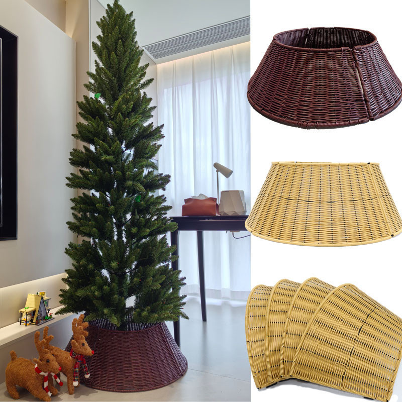 Rattan Christmas Tree Collar Rustic Handcrafted Natural Woven Xmas Tree ...