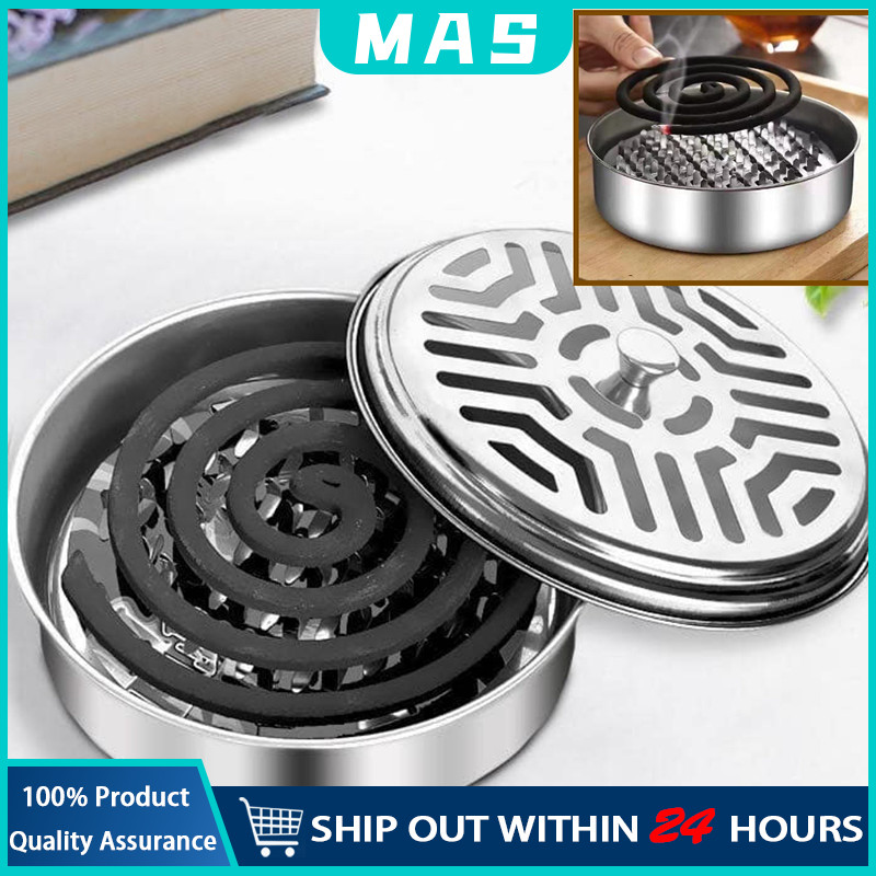 【MAS】Mosquito Coil Holder Large Metal Repellent Rack Cover Fireproof ...