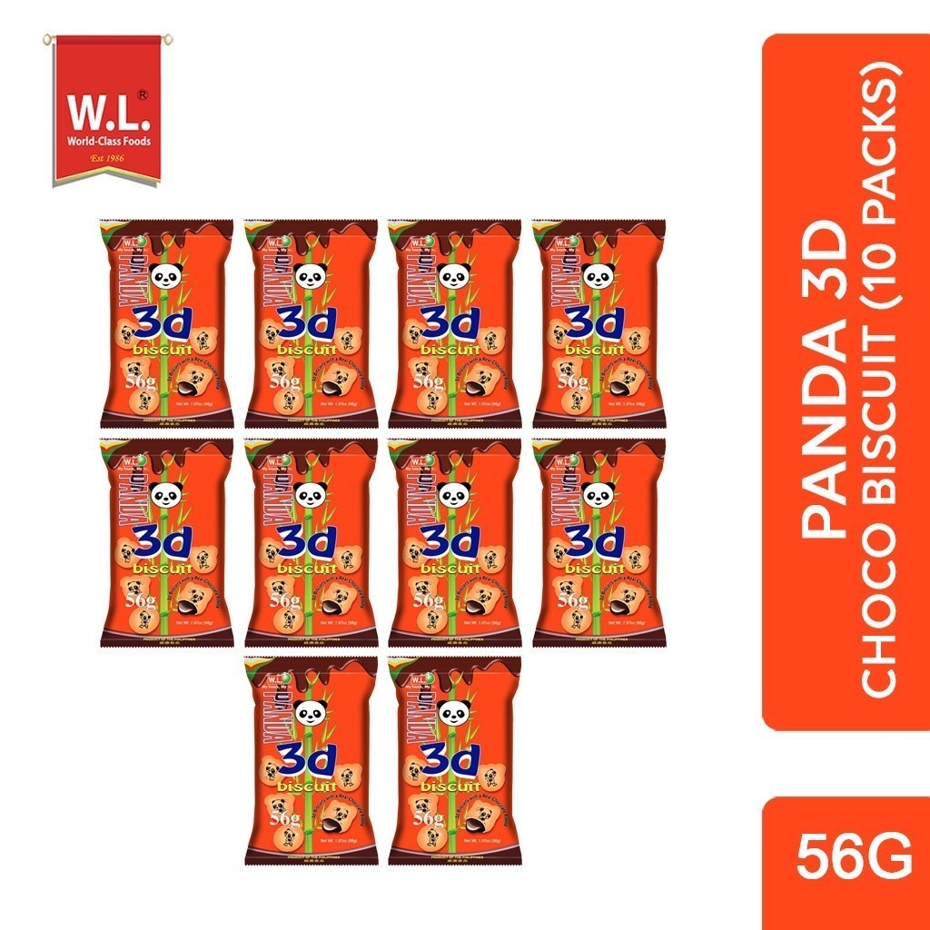 IWG WL FOODS Panda 3D Biscuit Choco Flavor 56g x 10's | Shopee Philippines