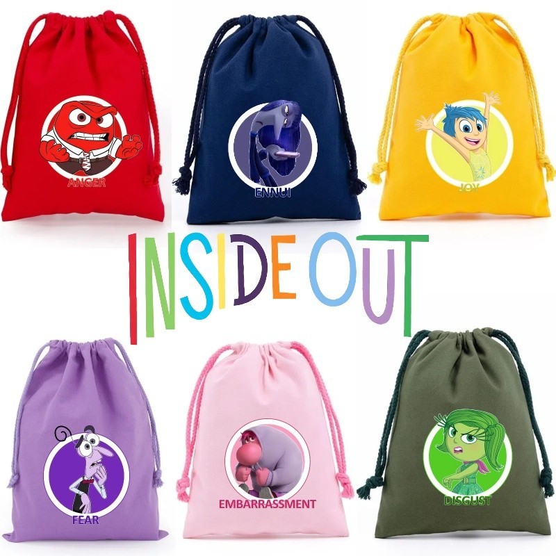 Inside Out Cartoon Bundle Pocket Cute Printed Drawstring Bag Disney ...