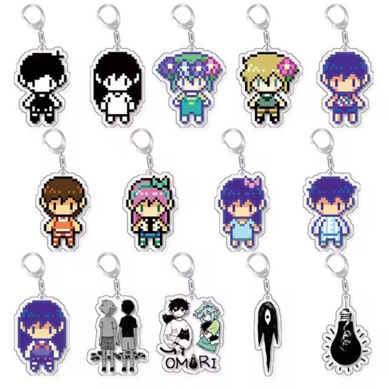 Game Omori Pixel Keychain Figures Basil Kel Sunny Pendant Keyring Fans ...