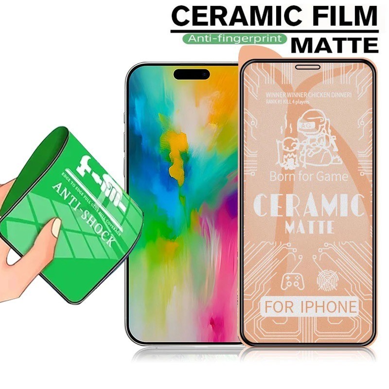 Ceramic Matte Full Tempered Film Glass For iPhone iP 16 15 Plus Pro Max ...