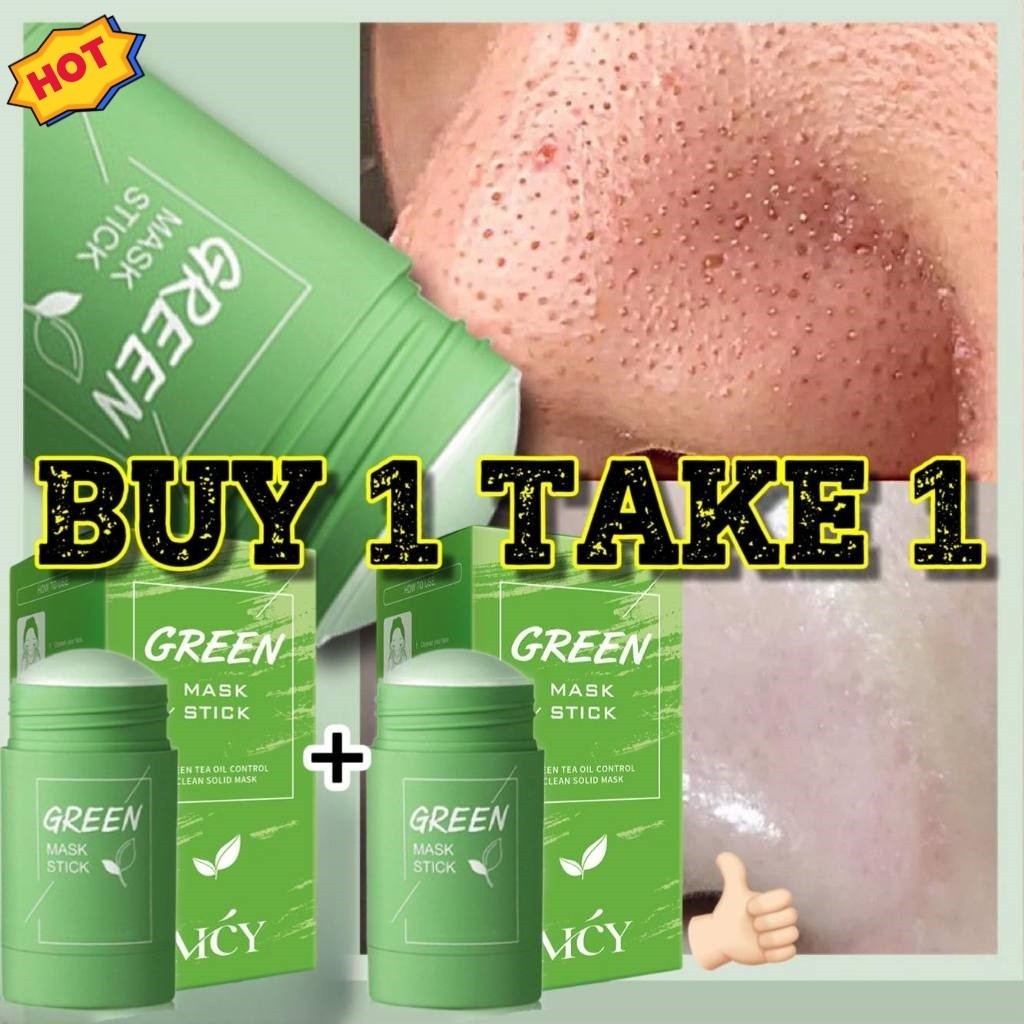 『BUY 1 TAKE 1』Green Tea Mask Remove Blackheads Cleansing Solid Mask ...