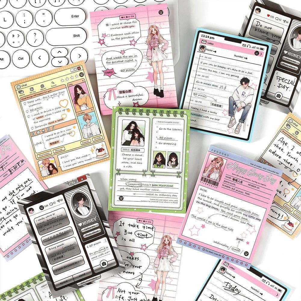 Cdaily|Korean Girl Two-Dimensional Notepad Non-Sticky Message Notepad ...