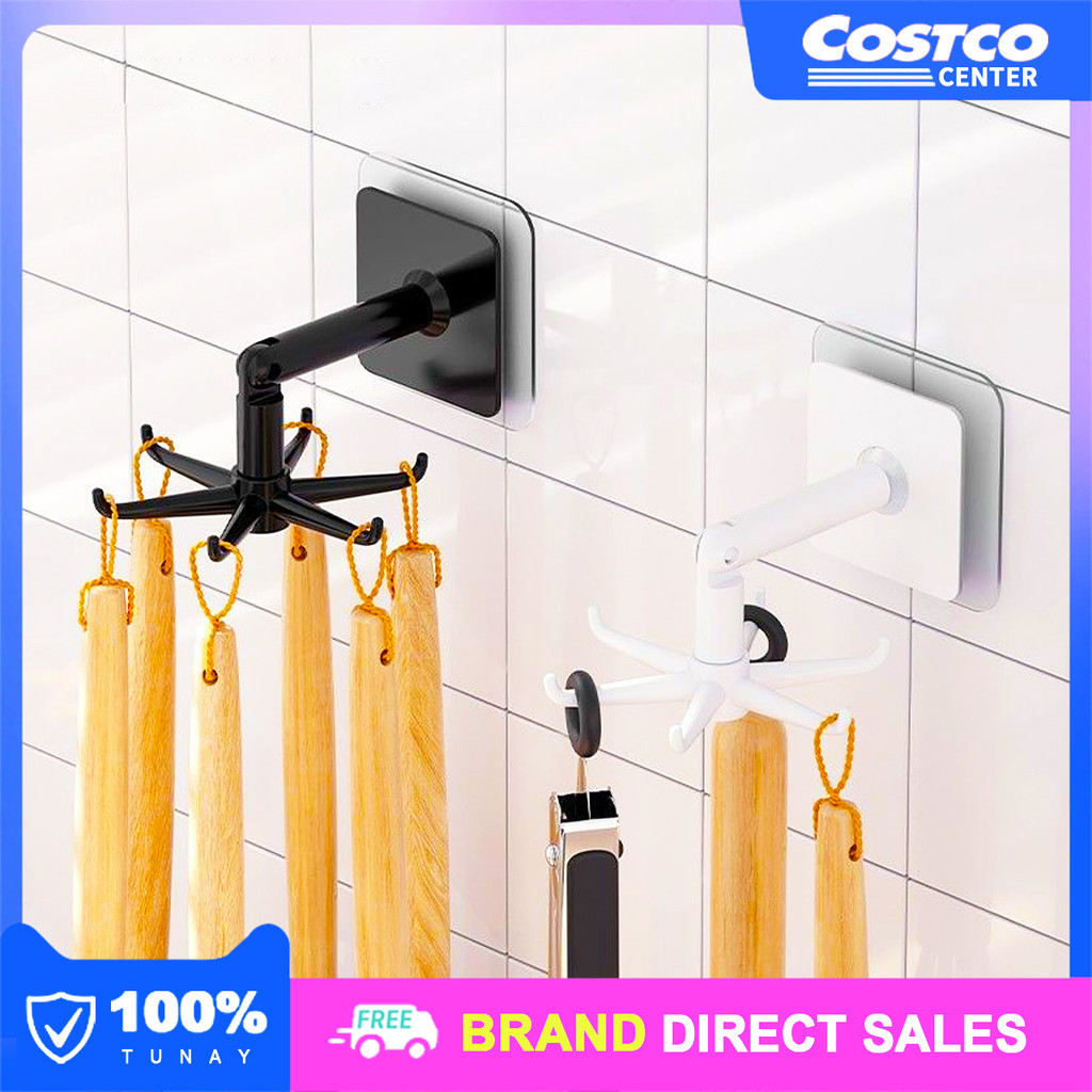 Space Saving Rotatable Hooks Kitchen Utensil Hanging Holder Wall ...