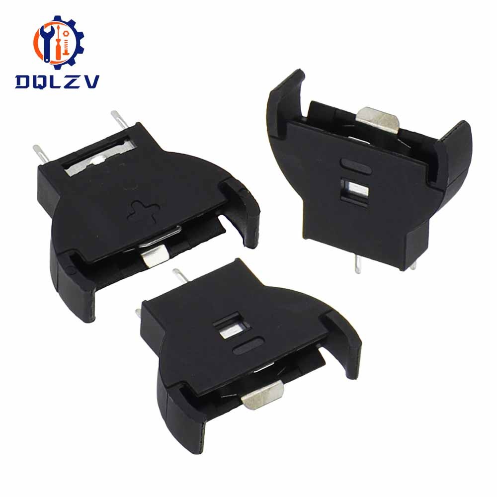 Black Plastic CR2032 2032 3V Half-Round Cell Coin Battery Socket Holder ...