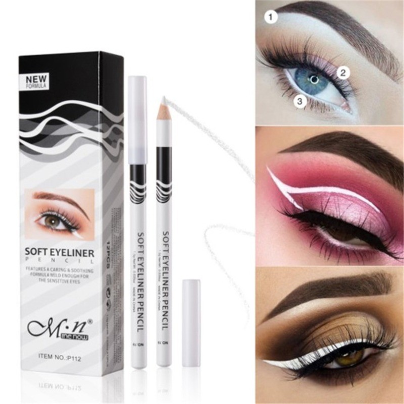 White Lasting Soft Gel Eyeliner Pencil Under Eye Highly Pigmented Waterproof Eyes Makeup Liner ...