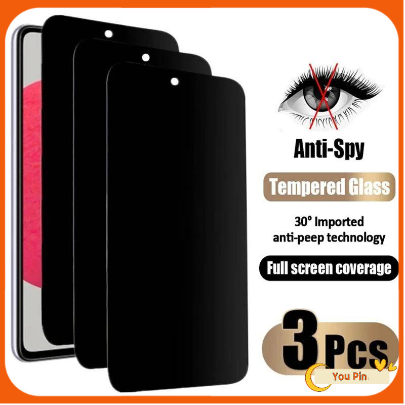 3Pcs Anti-Spy Privacy Tempered Glass For Samsung A06 A05 A5S A04E A20 A30 A03 A02 A04 A10 A10S ...