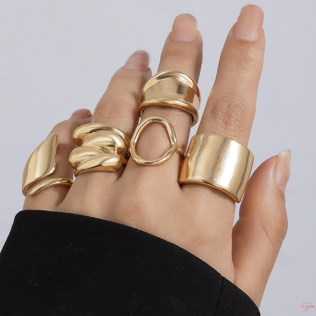 5PCS Vintage Multi Layer Rings Opening Adjustable Personalized Combined Rings | Shopee Philippines