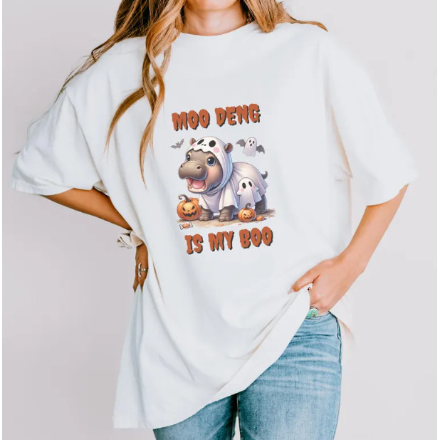 Moodeng Hippo Comfort Colors MOO DENG is my Boo T-shirt S-5XL | Shopee ...