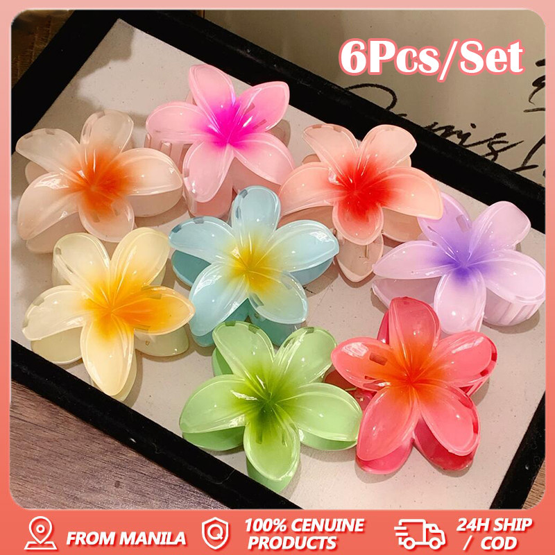 Colorful Flower Hair Clamp Fashion Acrylic Claw Clips Set for Women ...