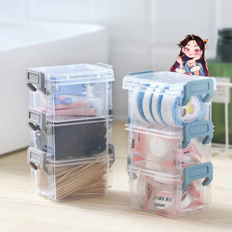 3PCS Transparent Mini Stackable Storage Box with Lid Dust-proof ...
