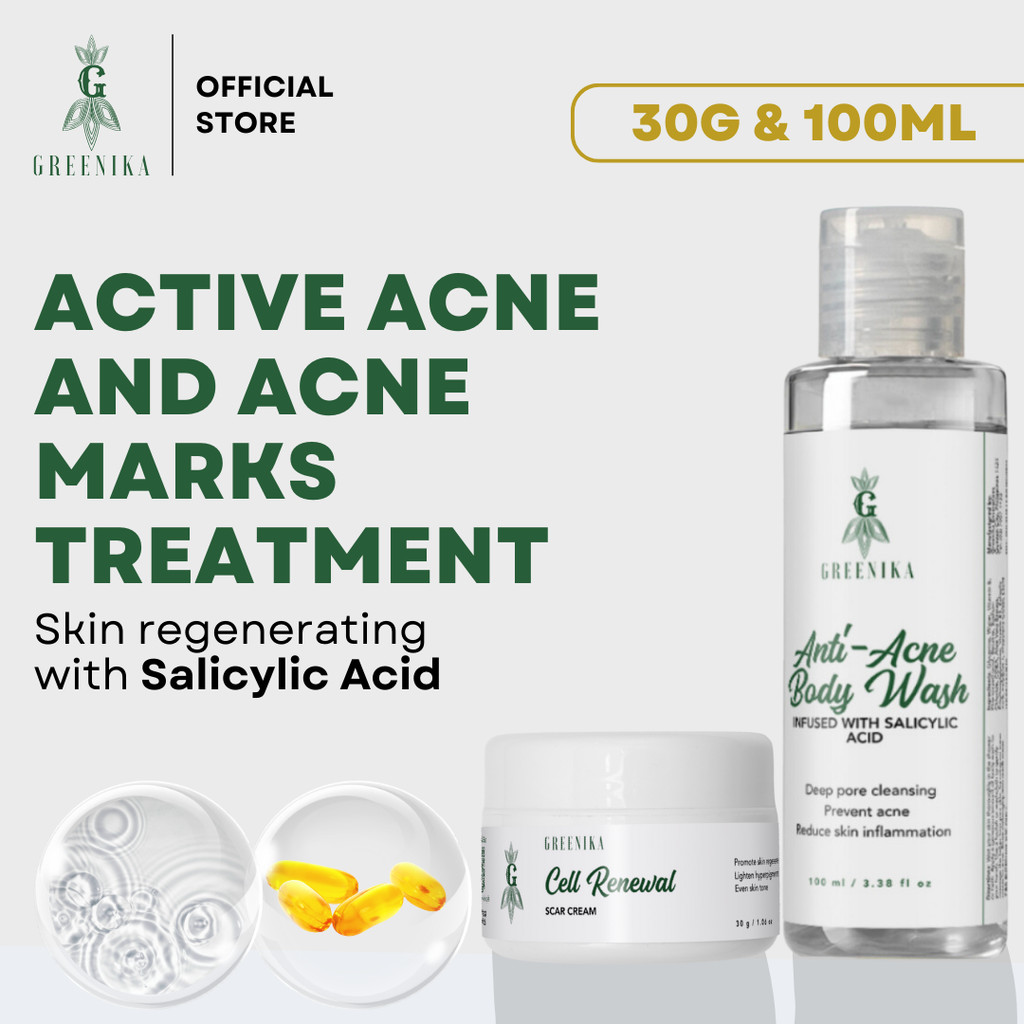 [ CLEAR SKIN RENEWAL BUNDLE ] Greenika 100ML Acne Body Wash + 10G Cell ...