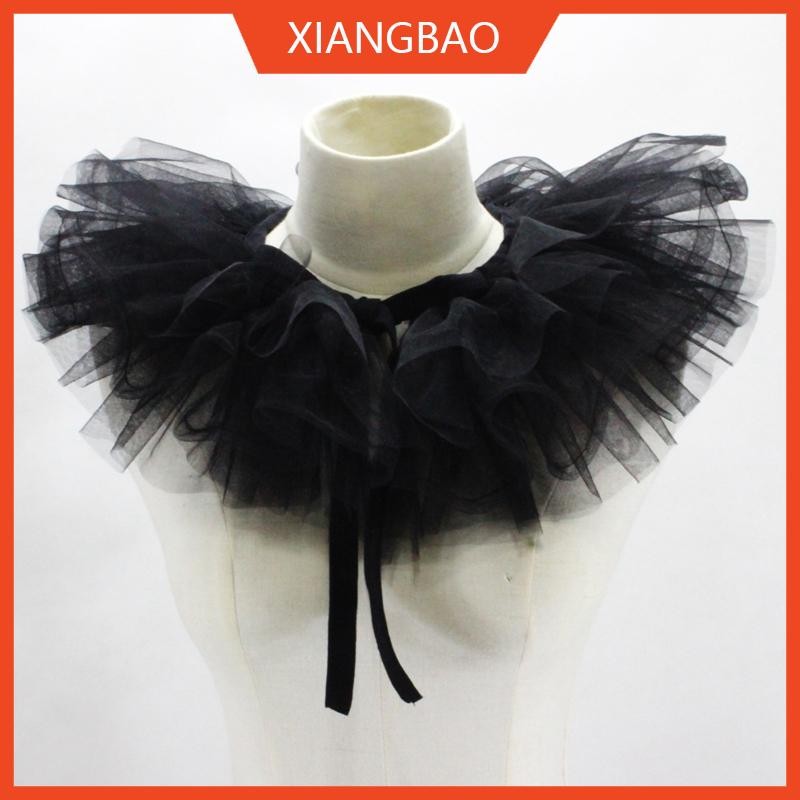xiangbao Victorian Ruffled Mesh Fake Collar Shawl Tulle Clown Cosplay ...