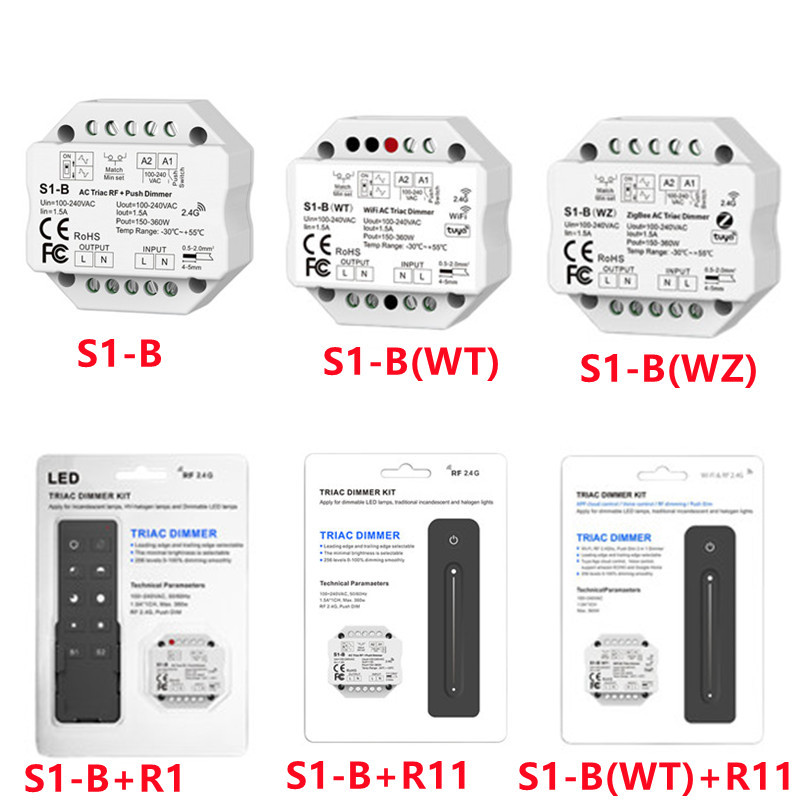 2.4G RF LED controller RF + Push AC Phase-cut Dimmer 2.4G RF LED ...