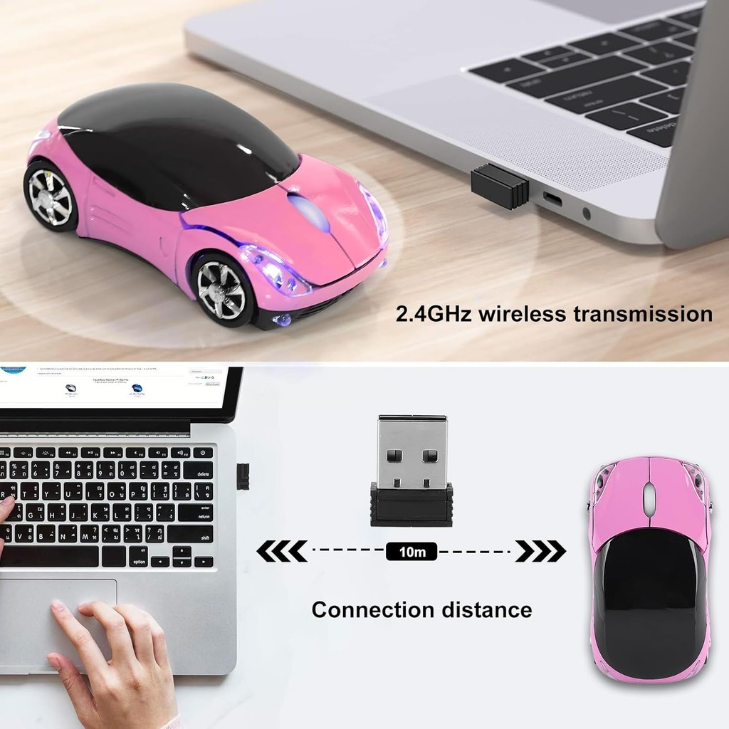 Cute 2.4G Car Mouse with USB Reciver 1600DPI Optical Mice for PC ...