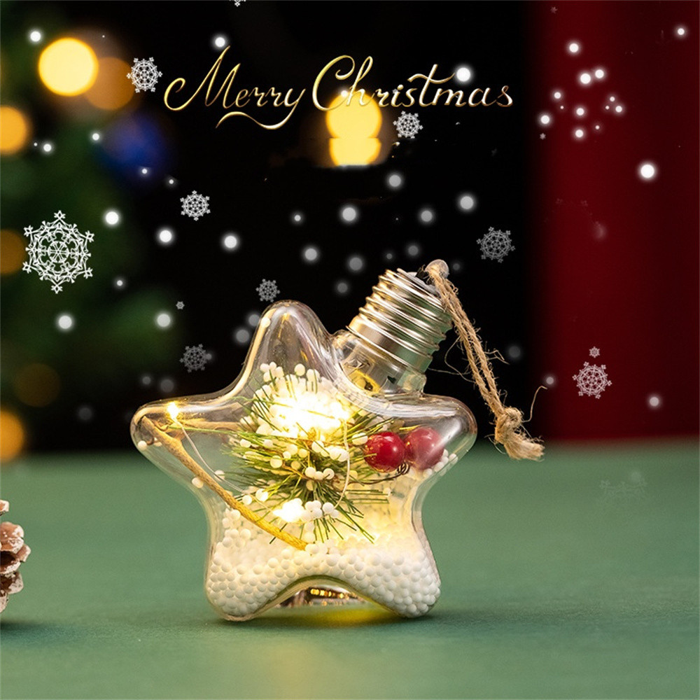 1Pcs Christmas Fillable Clear LED Star Bulb Plastic Star Shape Pendant ...