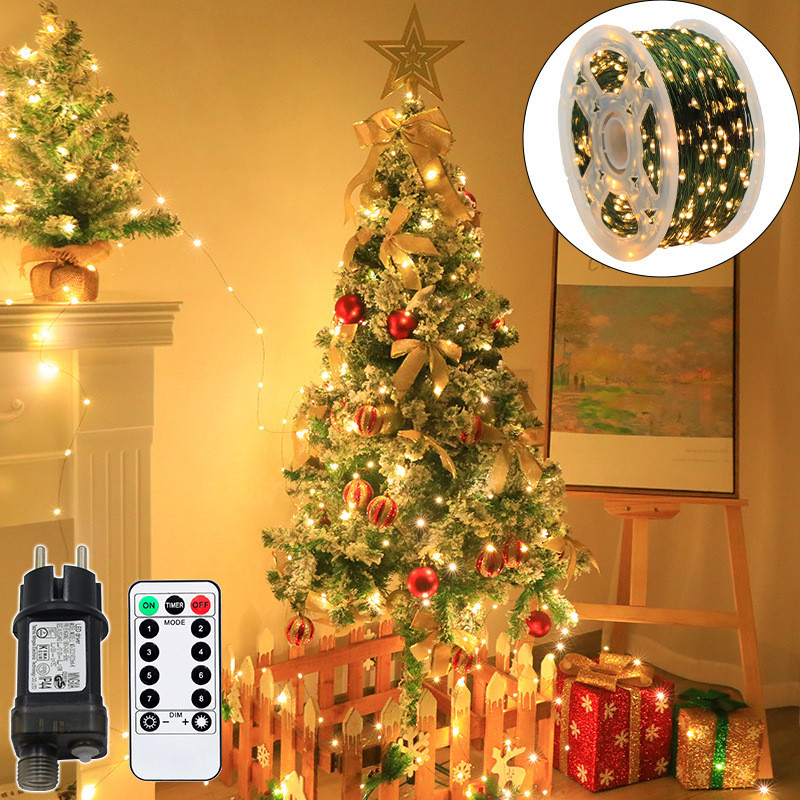 Remote Control Christmas Tree Vine Light String Green Wire Copper Wire ...