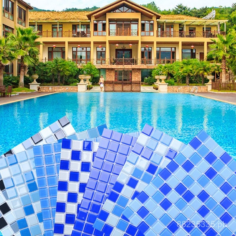 Crystal Glass Swimming Pool Mosaic Tiles Pool Bathroom Blue Background ...