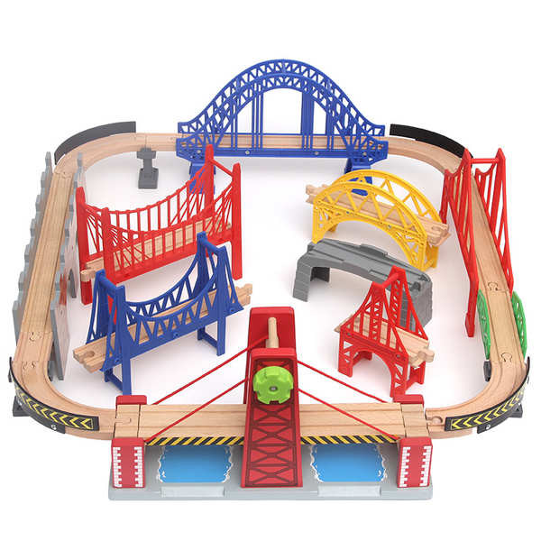 car toys train toys for kids boy Wooden small train track bridge suit ...