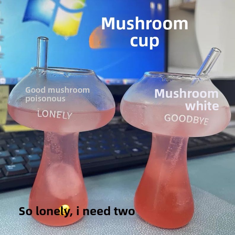 Cute Mushroom Cup Creative Unique Shape Glass Cup Funny Coffee Cup ...